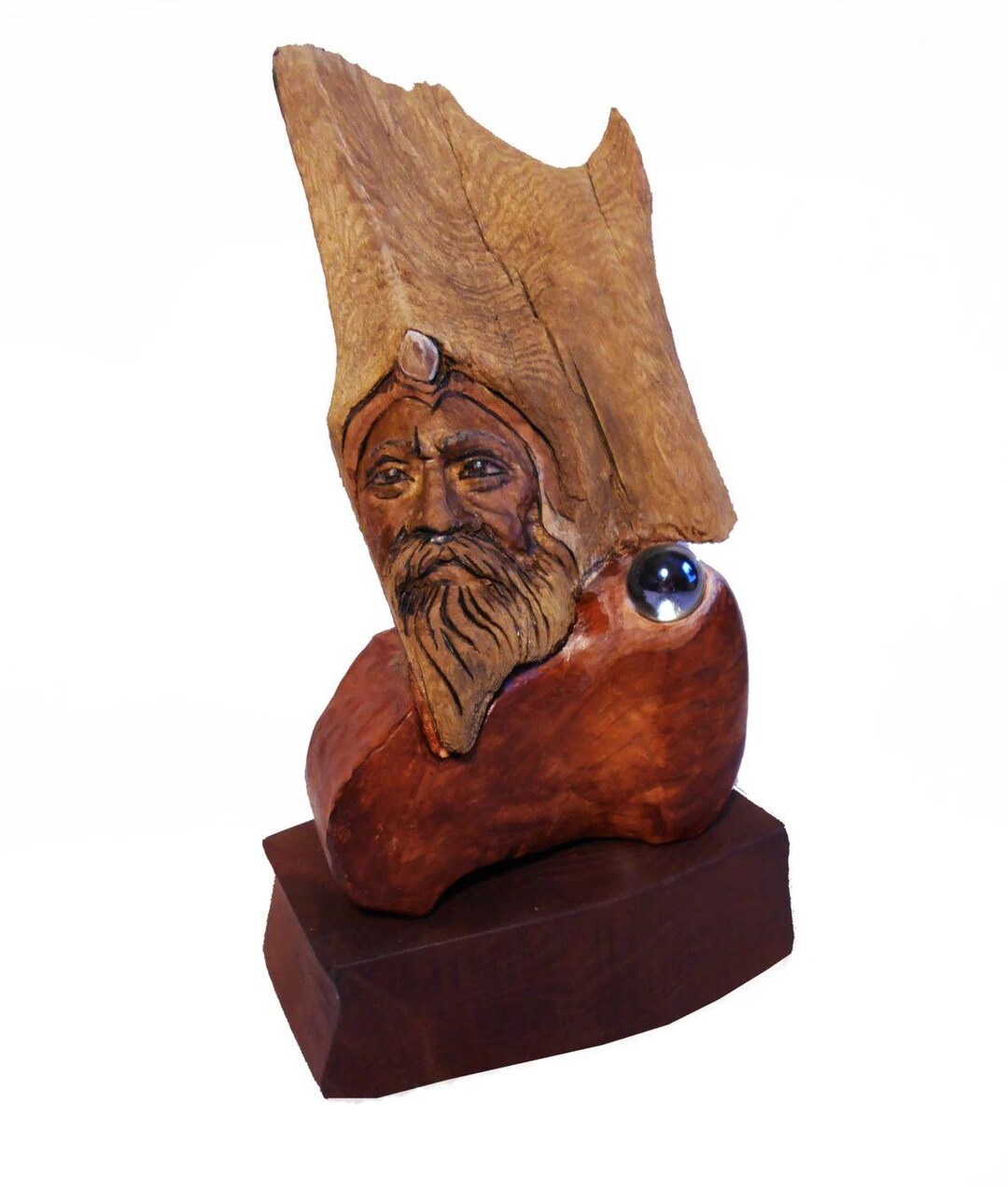 Wood Carving Sculpture Giver of Light Old Man Wizard Original Rick Cain ...