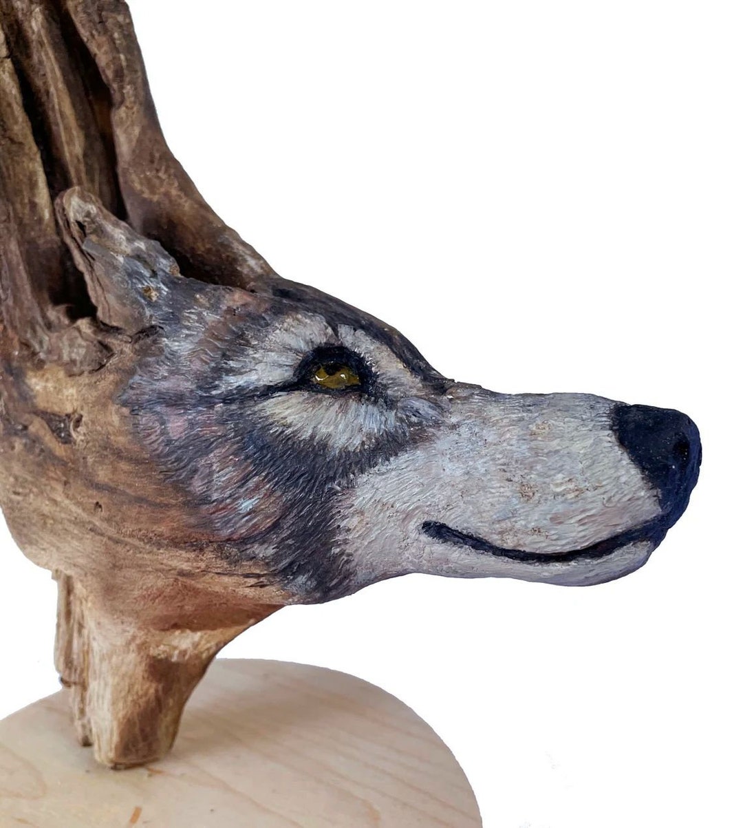 Wolf Wood Carving Sculpture on the Move Too Woodland Original Rick Cain ...