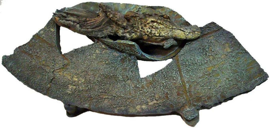 Wood Carving Sculpture Gator Fragment Original Rick Cain Florida ...
