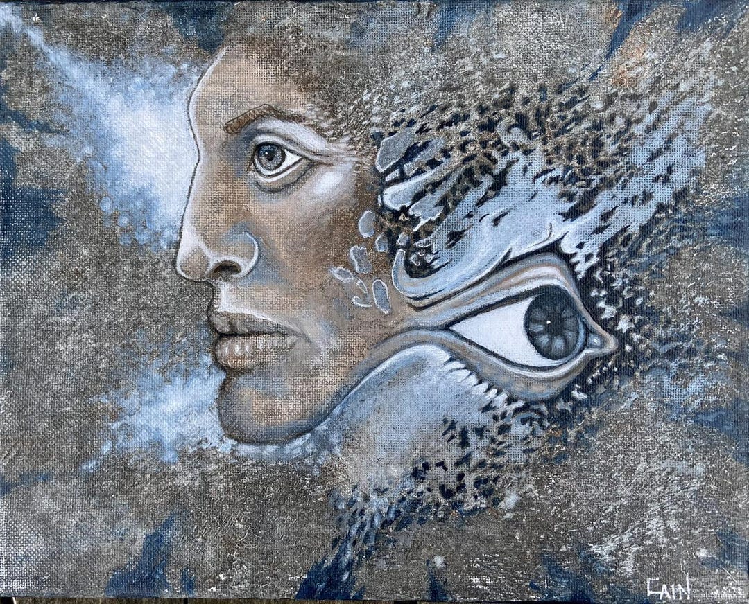 Birthday Original Acrylic Painting Rick Cain Figures Eye Man Florida ...