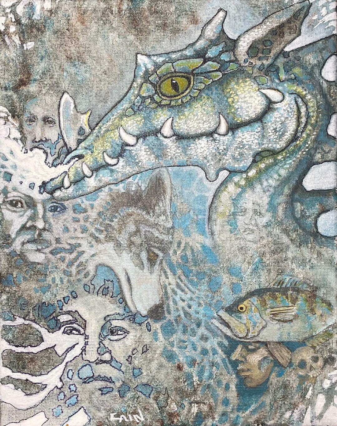 Other Realms Original Dragon Acrylic Painting Rick Cain Florida Artist ...
