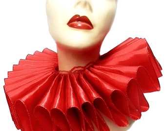 Ruffled Collar Red Satin Huge Tall Wide Elizabethan Neck Ruff | Etsy