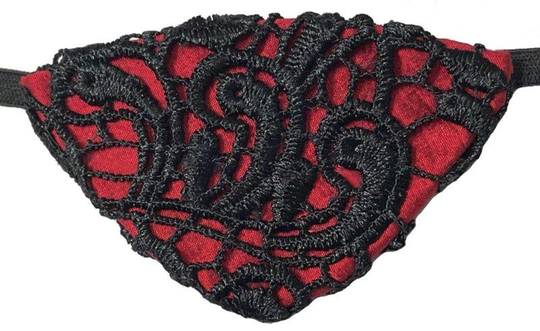 Eye Patch Gothic Flair Lace Black Red Fashion Pirate Fantasy Eyepatch ...