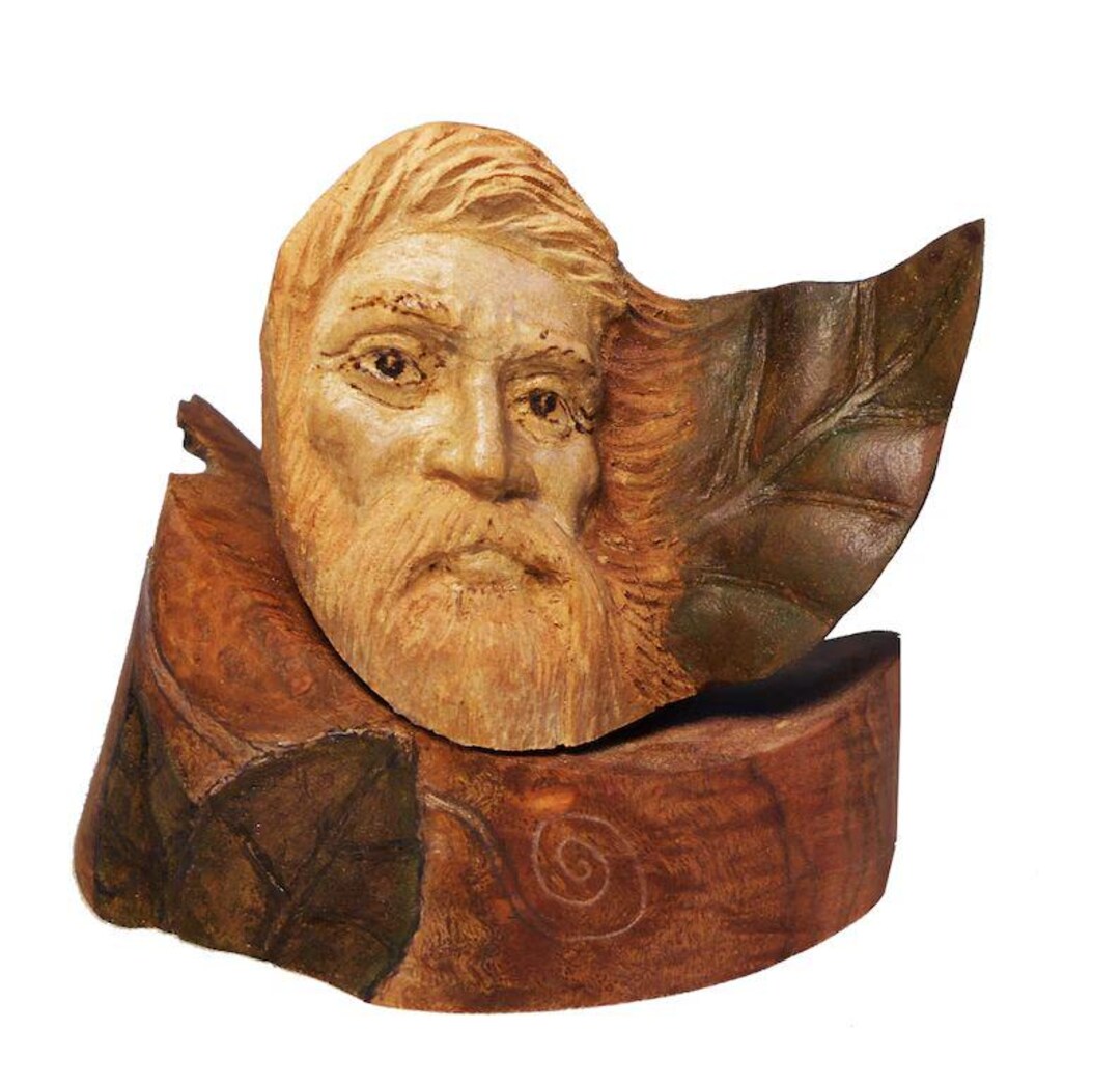 Wood Carving Sculpture Turning Leaf Old Man Original Rick Cain Florida ...