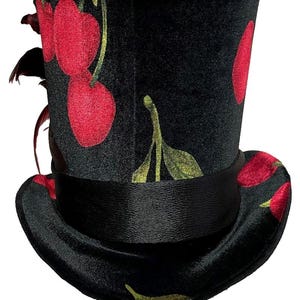Velvet Top Hat Tall Black Very Cherry Red Gothic Steampunk Dandy Mad ...