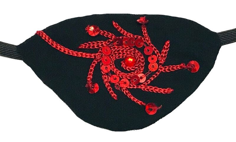Sequin Eye Patch Red Black Floral Shimmery Fashion Pirate Fantasy ...