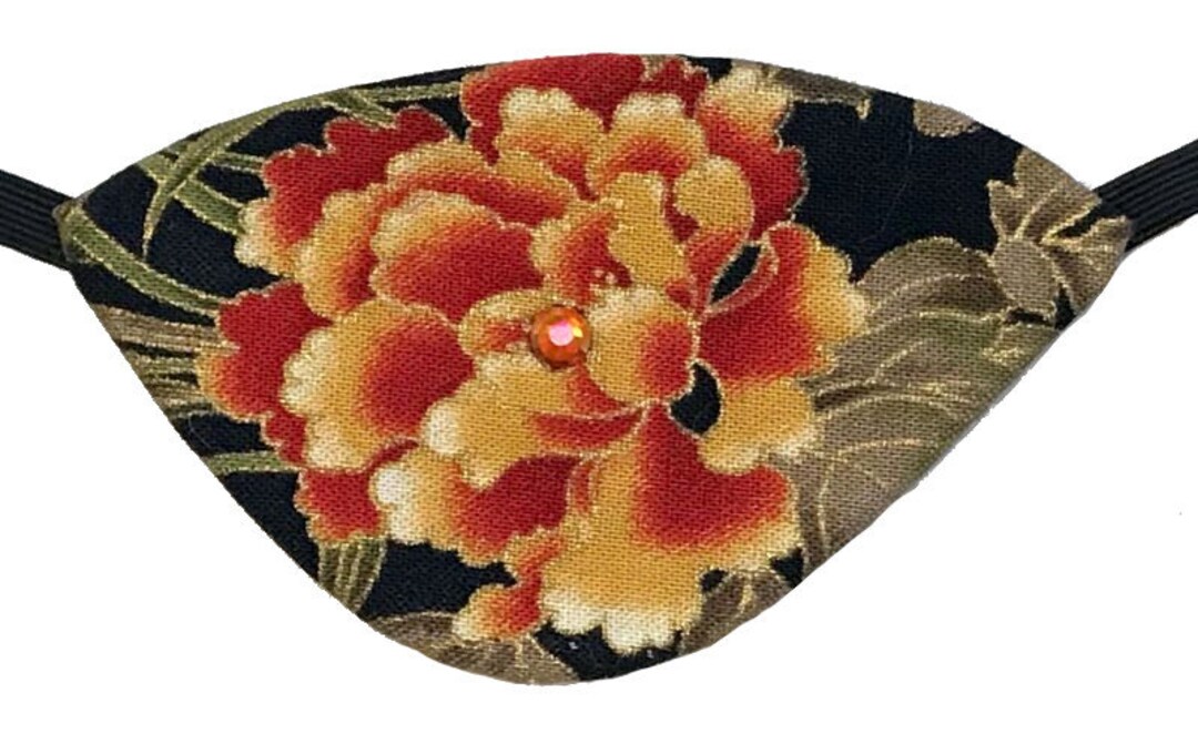 Eye Patch Japanese Garden Yellow Orange Black Gold Red Romantic Fashion ...