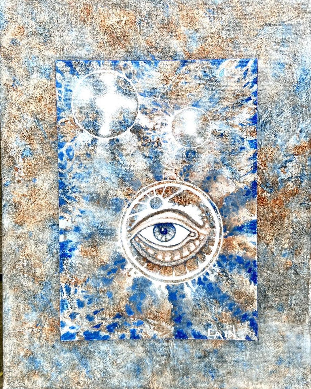 Eye on Original Acrylic Painting Rick Cain Blue Abstract Florida Artist ...