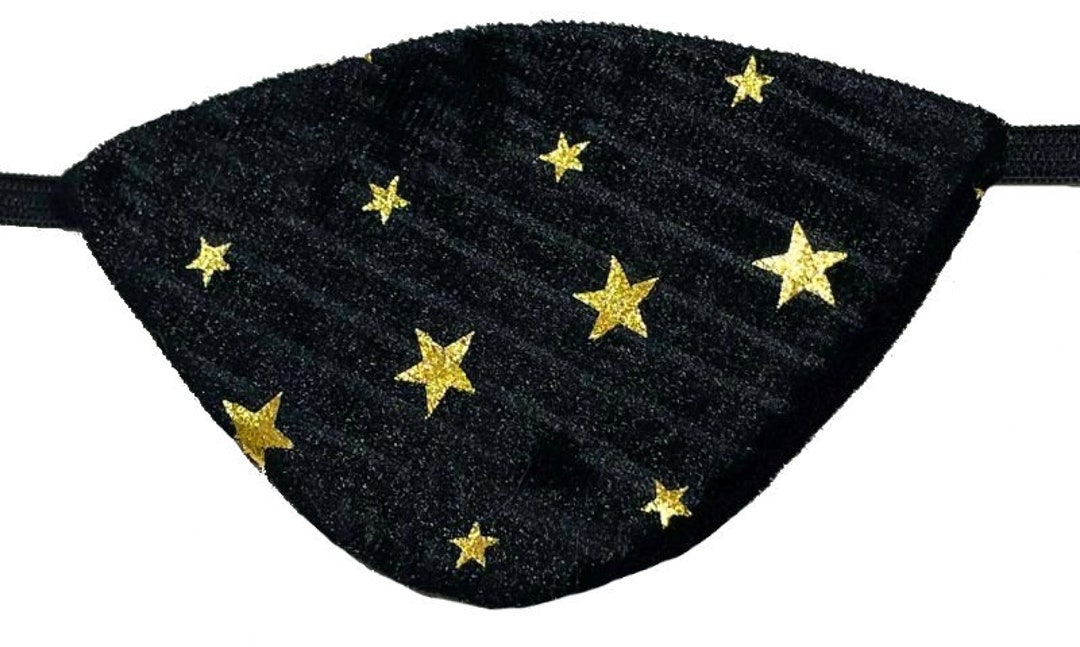 Velvet Eye Patch Gold Starts Black Striped Soft Fashion Eyepatch - Etsy