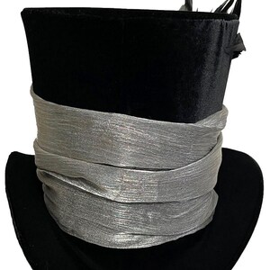 Tall Top Hat Black Velvet Silver Jeweled Gothic Steampunk Dapper ...