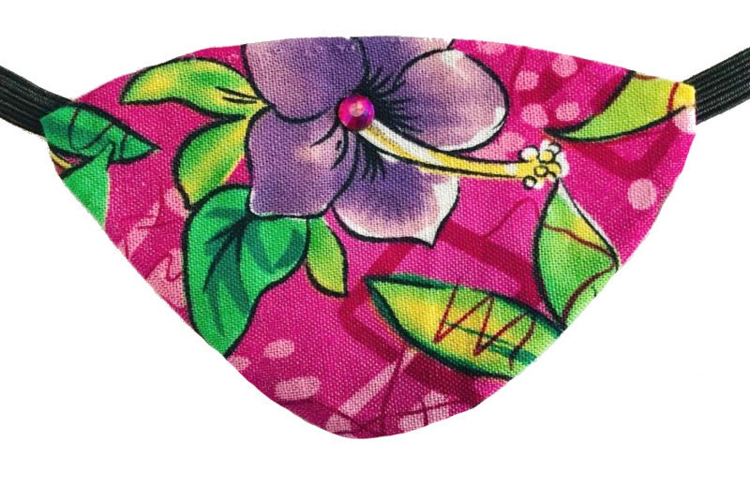 Eye Patch Tropical Punch Hibiscus Flower Pink Orange Jeweled Fashion ...