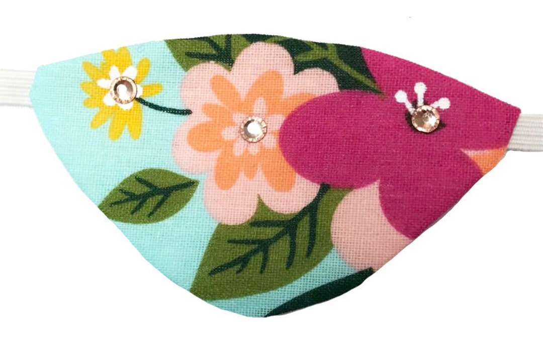 Eye Patch Tropical Garden Floral Yellow Blue Pink Romantic Fashion ...