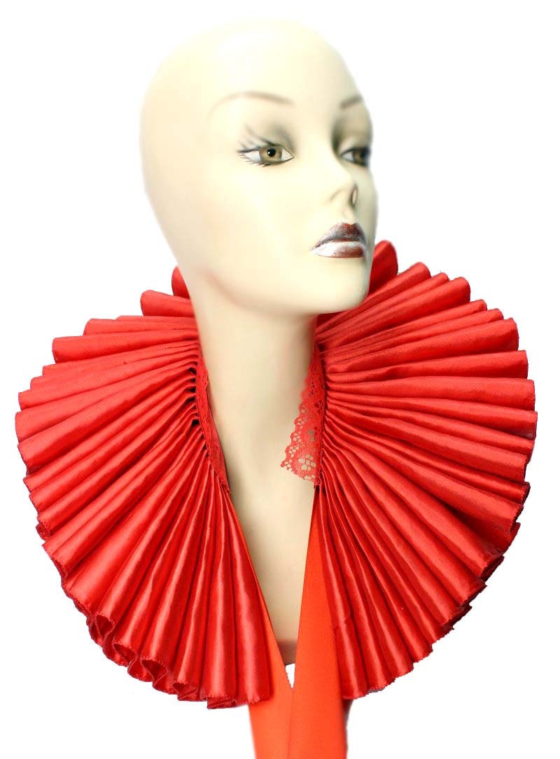 Ruffled Collar Red Satin Huge Tall Wide Elizabethan Neck Ruff | Etsy