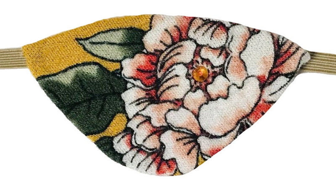 Floral Eye Patch Saffron Heirloom Rose Mustard Yellow Peach Green ...