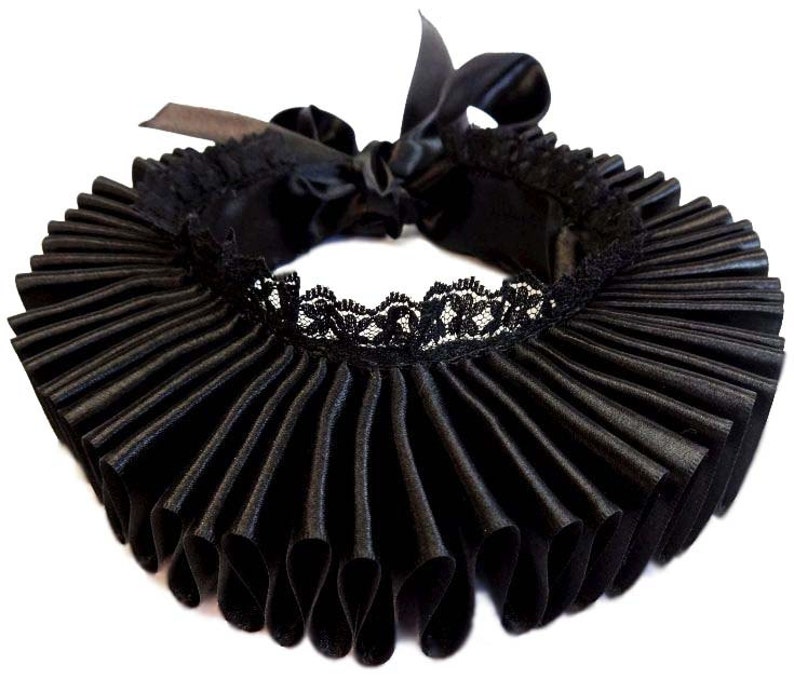 Black Satin and Lace Elizabethan Neck Ruff Ruffled Collar - Etsy Singapore