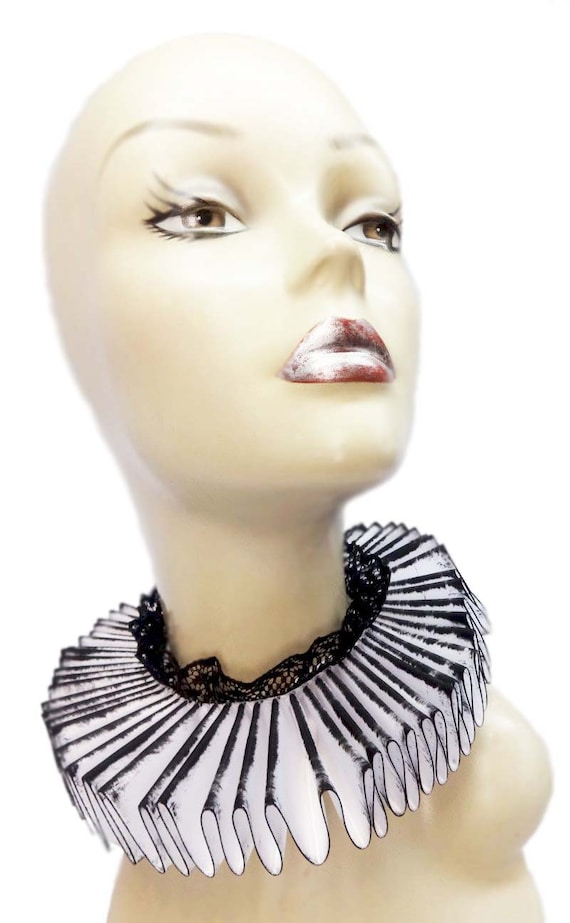 Black and White Ruffled Collar Elizabethan Neck Ruff Victorian | Etsy