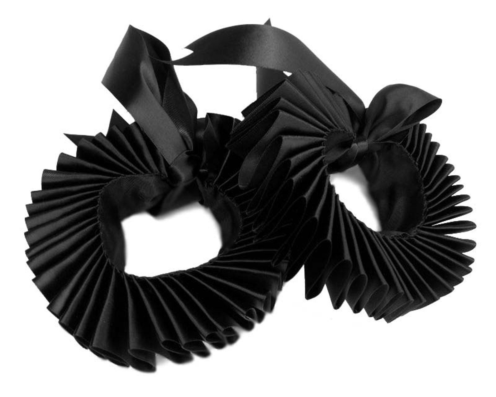 Black Satin Wrist Ruffs Ruffled Arm Bands Elizabethan Victorian ...