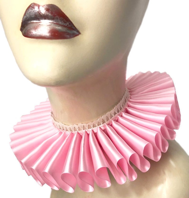 Pink Ruffled Collar Elizabethan Neck Ruff Victorian Steampunk | Etsy