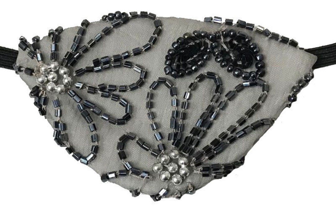 Silver Eye Patch Jeweled Beaded Grey Silver Blue Cosplay Fashion ...