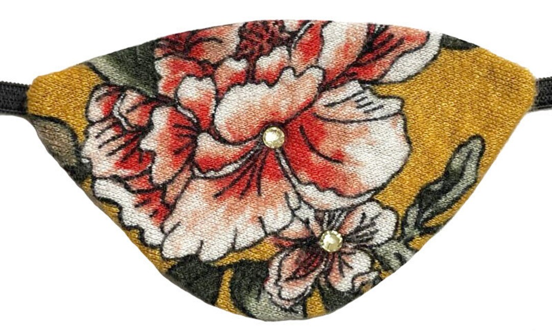 Floral Eye Patch Saffron Heirloom Rose Mustard Yellow Peach Green ...