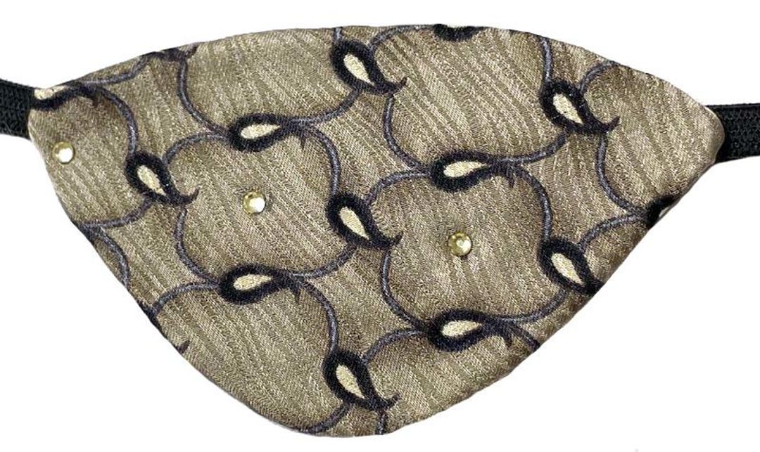 Jeweled Eye Patch Sand Beige Tan Black Ivory Print Elegant Eyepatch ...