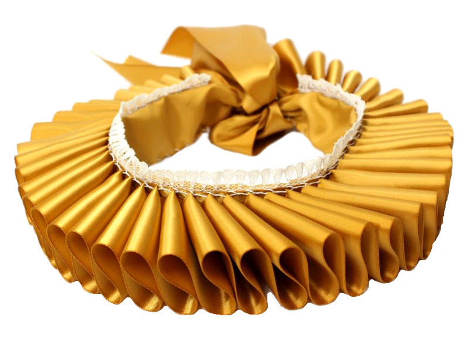 Gold Satin and Lace Elizabethan Neck Ruff Ruffled Collar - Etsy