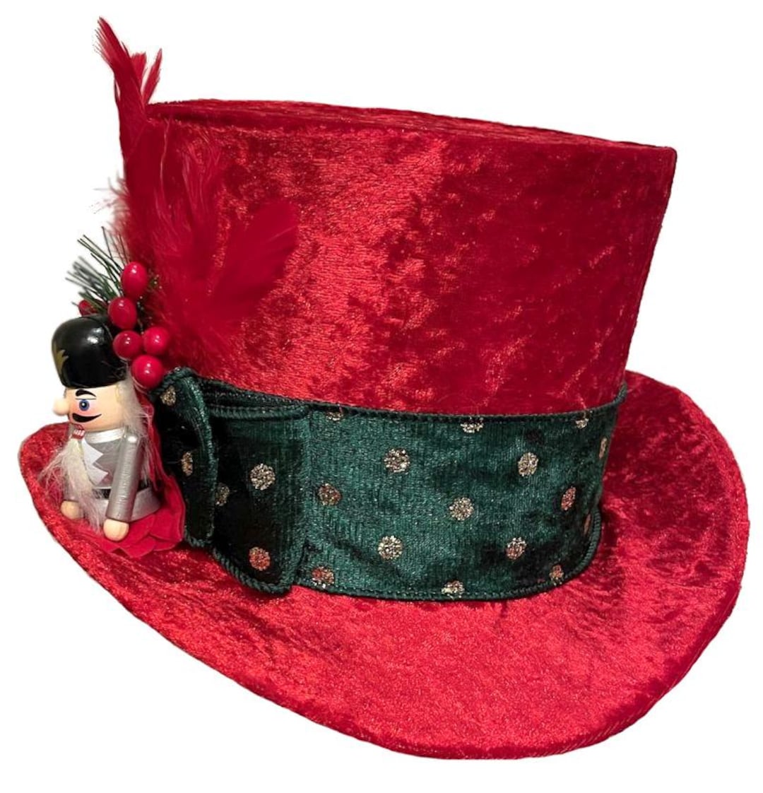 Red Velvet Top Hat Steampunk Santa Nutcracker Christmas Caroler Wedding ...