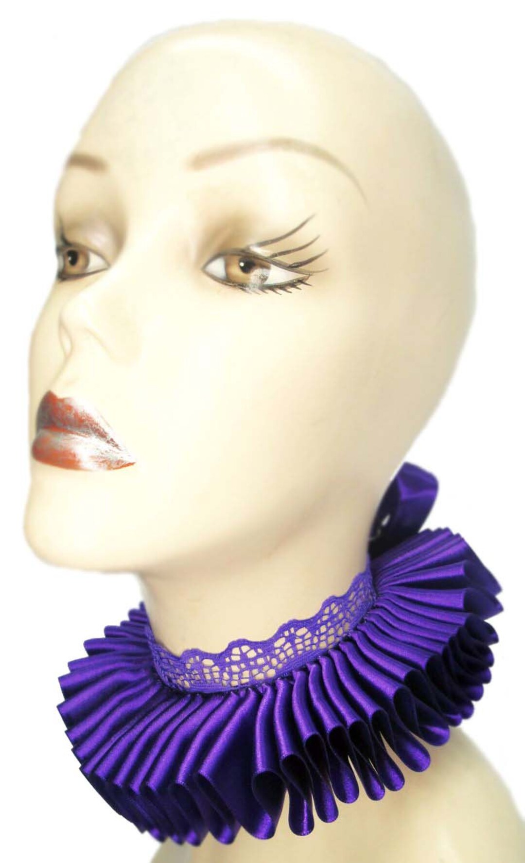 Purple Ruffled Collar Elizabethan Neck Ruff Victorian Steampunk Tudor ...