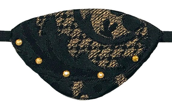 Gold Eye Patch Black Brocade Rhinestone Jeweled Gothic Cosplay - Etsy