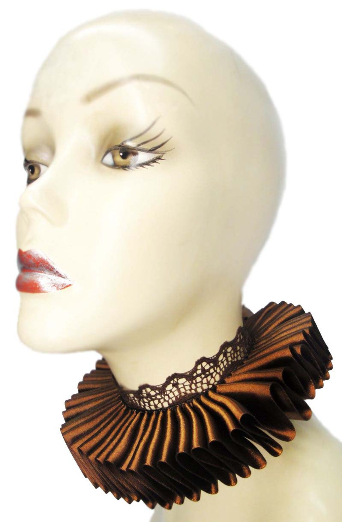 Brown Ruffled Collar Elizabethan Neck Ruff Victorian Steampunk - Etsy