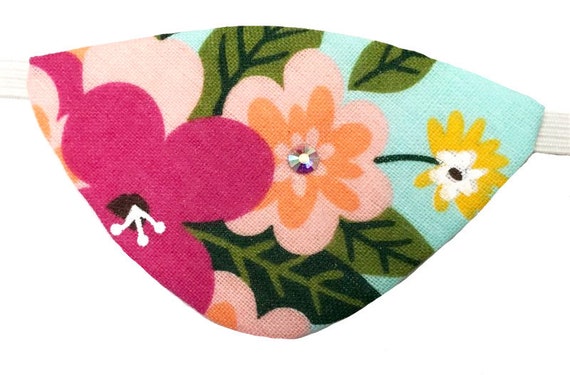 Eye Patch Tropical Garden Floral Yellow Blue Pink Romantic - Etsy
