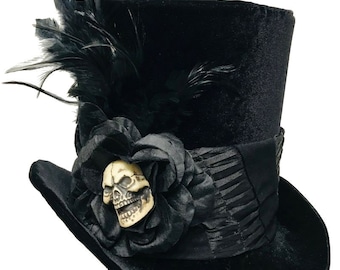 Tall Top Hat the Raven Black Gothic Vampire Steampunk Crypt Keeper ...