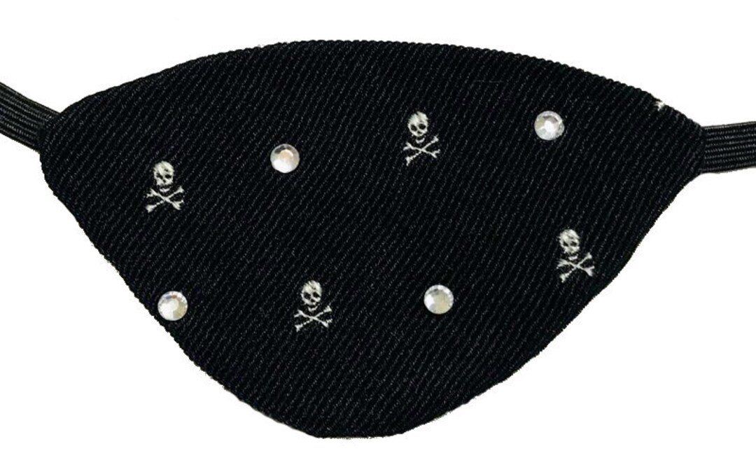 Eye Patch Skull Crossed Bones Jeweled Gothic Black Silver Cosplay ...