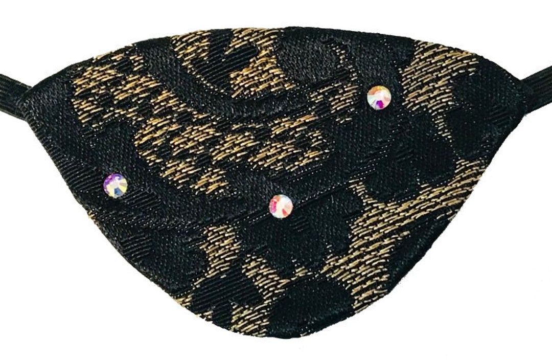Gold Eye Patch Black Brocade Rhinestone Jeweled Gothic Cosplay Fashion ...