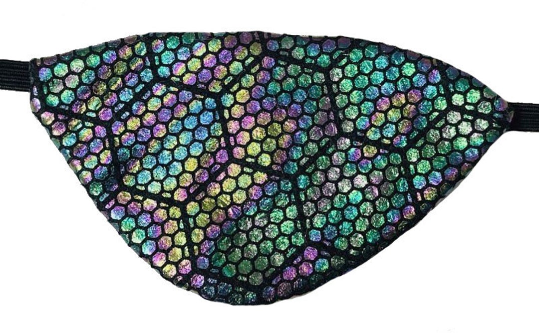 Rainbow Eye Patch Black Metallic Honeycomb Insect Vision Shiny Colorful Pride Cyber Gothic ...