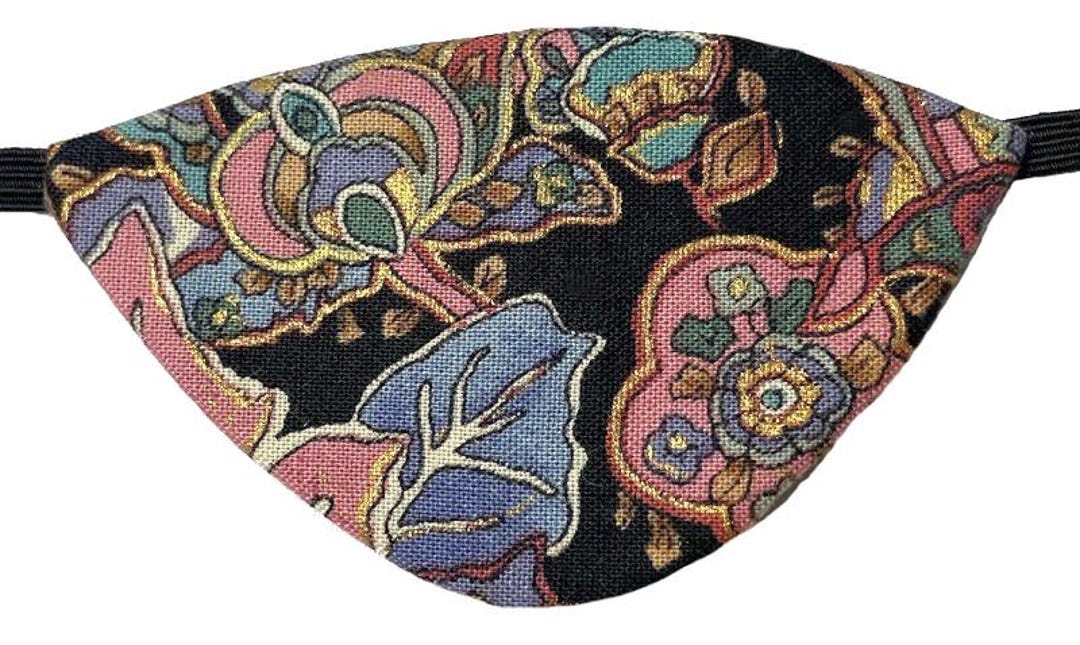 Floral Eye Patch Golden Summer Floral Pink Flowers Peach Blue Green ...