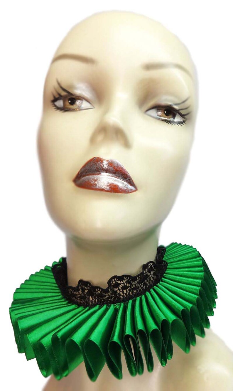 Green Ruffled Collar Elizabethan Neck Ruff Victorian Steampunk - Etsy
