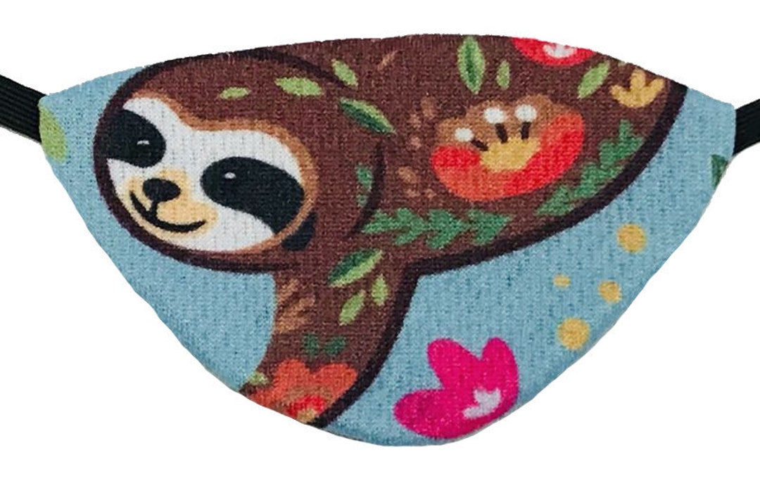 Sloth Eye Patch Blue Rain Forest Floral Colorful Cosplay Fashion ...