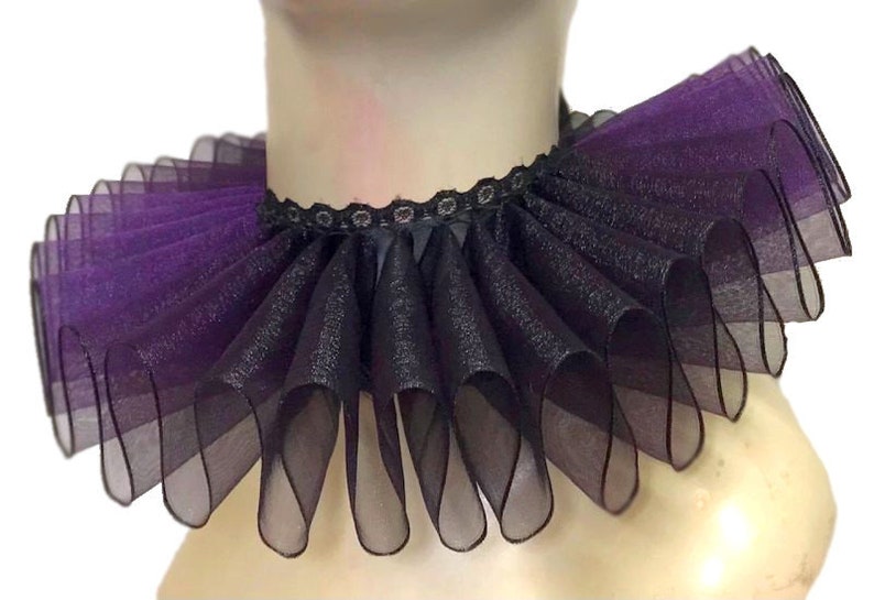 Ruffled Collar Purple Plum Sheer Satin Queen Elizabethan Neck - Etsy