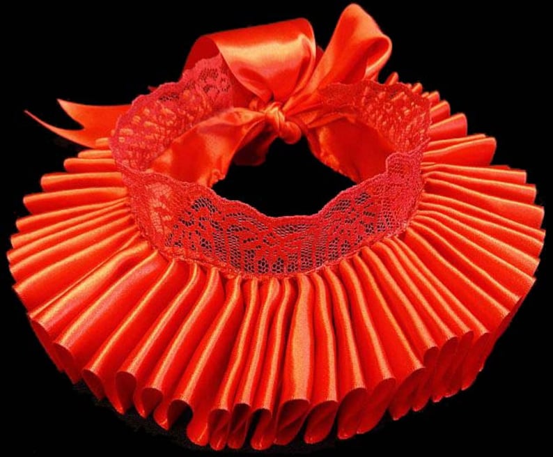 Red Satin and Lace Elizabethan Neck Ruff Ruffled Collar - Etsy