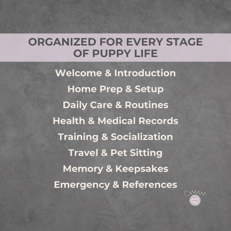 Digital Pet Planner | Printable Puppy Care Organizer | Dog Health ...