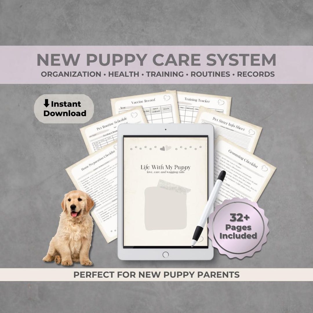 Digital Pet Planner | Printable Puppy Care Organizer | Dog Health ...