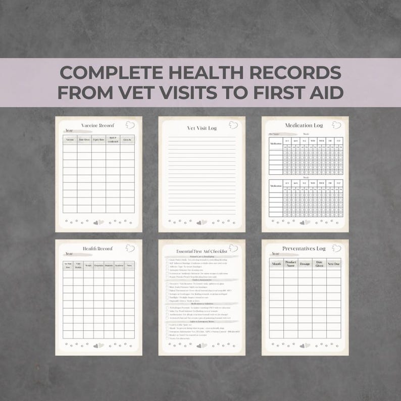 Digital Pet Planner | Printable Puppy Care Organizer | Dog Health ...