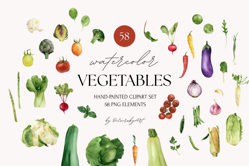 Watercolor Vegetables Clipart PNG: Hand-drawn Organic Food ...