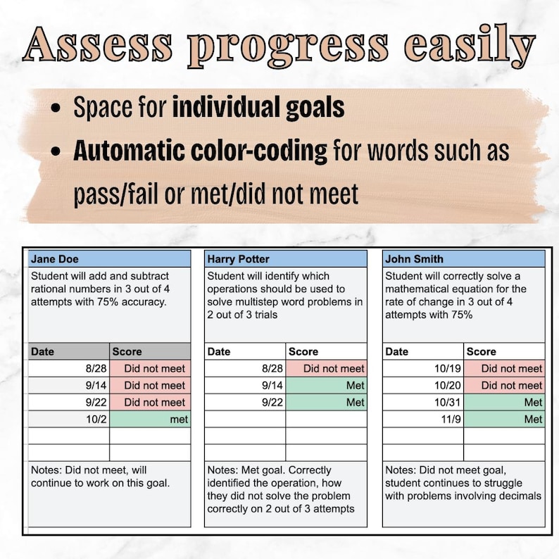 Student Goal Tracker | IEP | 504 | Editable Teacher Spreadsheet for ...
