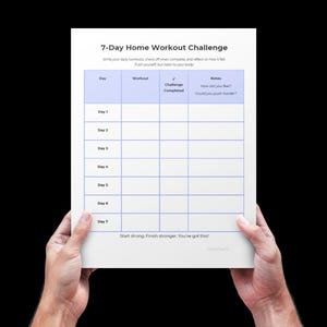 7-day Workout Challenge Printable | Fitness Planner PDF | Instant ...