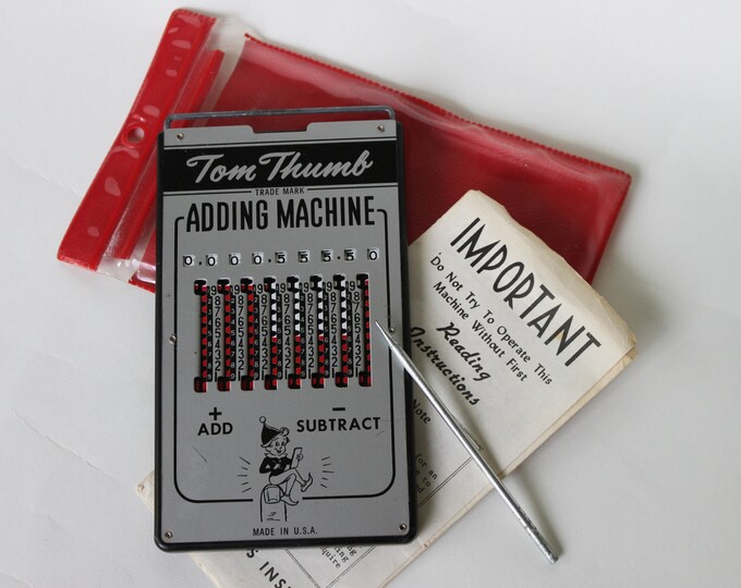 Tom Thumb Adding Machine 1950's Red, Black, Silver With Case ...