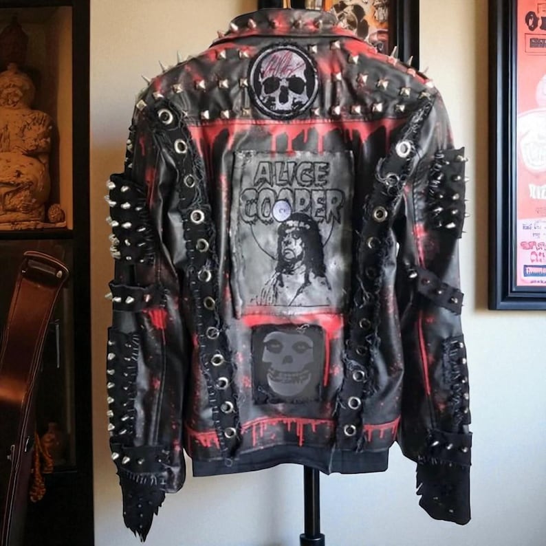 Men's Spiked Biker Leather Jacket | Steampunk Gothic Punk Rock Coat ...