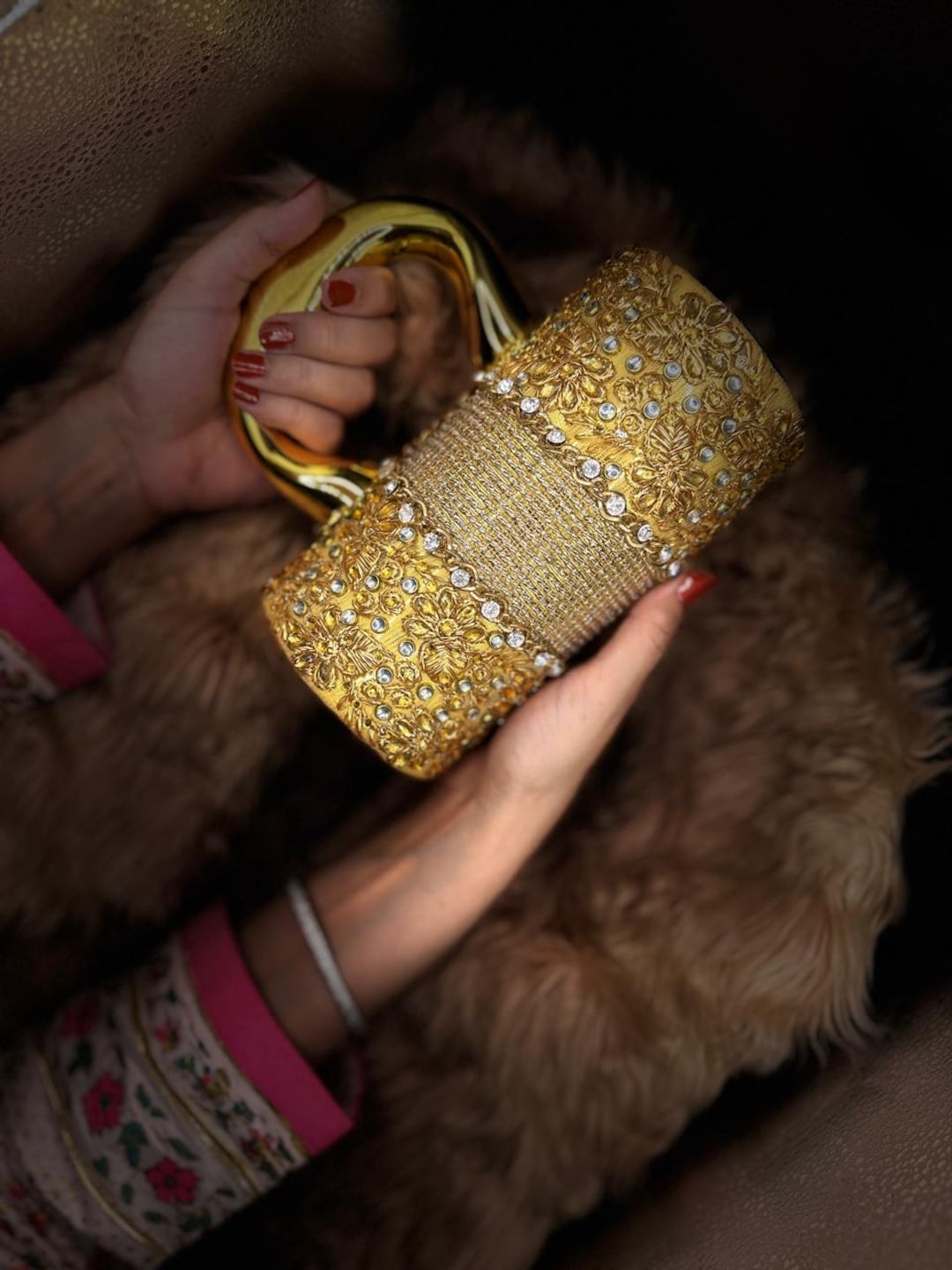 Kundan Gold Bridal Clutch, Handmade Embellished Wedding Purse, Crystal ...