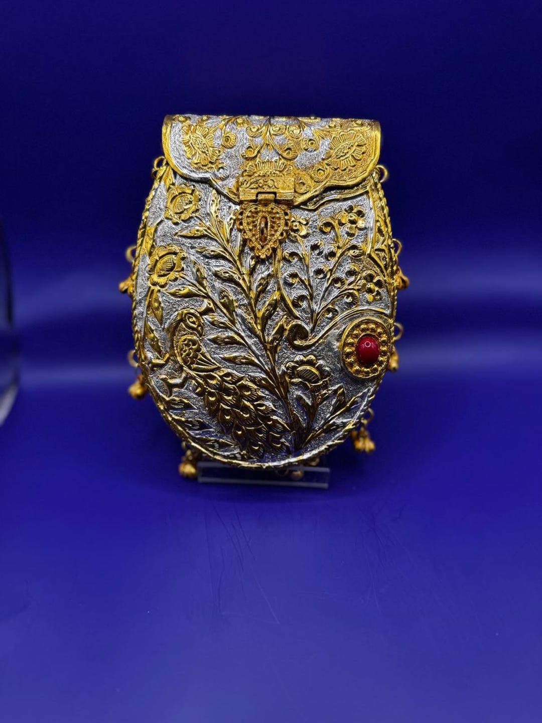 Mor Mahal Gold Clutch – Luxury Golden Evening Bag, Beaded Wedding Purse ...